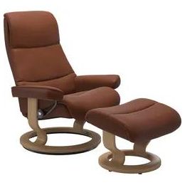 Relaxsessel stressless "View" Sessel Gr. Leder PALOMA, Cross Base Eiche, Relaxfunktion-Drehfunktion-PlusTMSystem-Gleitsystem, B/H/T: 91cm x 109cm x 83cm, braun (copper paloma) mit Classic Base, Größe L,Gestell Eiche