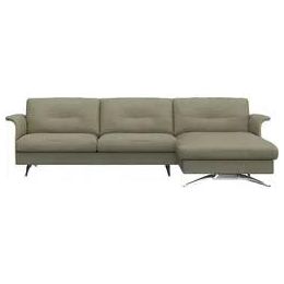 Ecksofa FLEXLUX "Glow, super bequem durch hochwertigem Sitzaufbau mit Federkern, L-Form" Sofas Gr. B/H/T: 273cm x 81cm x 158cm, Bouclé, Chaiselongue rechts, grün (fall green) Modernes skandinavisches Design