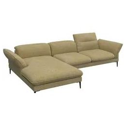 Ecksofa FLEXLUX "Salino, Funktionssofa mit Recamiere, Relaxsofa, Ecksofa" Sofas Gr. B/H/T: 307cm x 88cm x 182cm, Boucle, Chaiselongue links, gelb (mustard gelb) Sofa mit Arm- und Kopfteil-Verstellungen, Kaltschaum & Stahl-Wellen