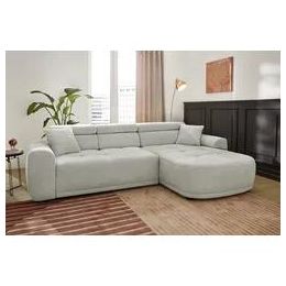 Jockenhöfer Wohnlandschaft JOCKENHÖFER GRUPPE "Lesmo U-Form, mit elektromotorischer Sitztiefenverstellung (25 cm)" Sofas Gr. B/T: 280cm x 100cm, Struktur, Ottomane beidseitig montierbar, grau (hellgrau) USB-A und -C Lademöglichkeit, linksrechts montierbar