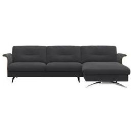 Ecksofa FLEXLUX "Glow, super bequem durch hochwertigem Sitzaufbau mit Federkern, L-Form" Sofas Gr. B/H/T: 273cm x 81cm x 158cm, Lederoptik, Chaiselongue rechts, grau (shark grau) Modernes skandinavisches Design