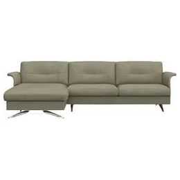 Ecksofa FLEXLUX "Glow, super bequem durch hochwertigem Sitzaufbau mit Federkern, L-Form" Sofas Gr. B/H/T: 273cm x 81cm x 158cm, Bouclé, Chaiselongue links, grün (fall green) Modernes skandinavisches Design