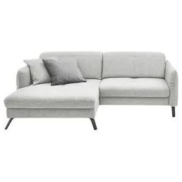 Ecksofa SET ONE BY Musterring "SO 4400 V" Sofas Gr. B/H/T: 259cm x 84cm x 167cm, Struktur weich AMSTERDAM, Recamiere links, mit Armteilverstellung-ohne Kopfteilverstellung-ohne Sitting-Bett motorisch, silberfarben (silber) wahlweise mit motorischer Bettfunktion & Kopfverstellung, Fuß schwarz