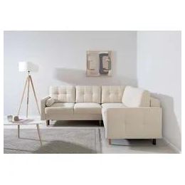 Ecksofa Home Affaire "AMREI" Sofas Gr. B/H/T: 242cm x 92cm x 242cm, Luxus-Microfaser weich, gleichschenklig, Bonell, Polyurethanschaum, beige (creme) L-Form gleichschenklig