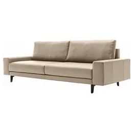 3-Sitzer CREATION BY ROLF BENZ "CR.450, Designsofa, Loungesofa" Sofas Gr. B/H/T: 220cm x 85cm x 95cm, Leder OSKAR, beige (beige 534, 20) Armlehne breit niedrig, Alugussfüße in umbragrau, Breite 220 cm