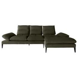 Ecksofa NICOLETTI HOME "Monnalisa" Sofas Gr. B/H/T: 287cm x 97cm x 167cm, Microfaser, Recamiere rechts, grün (verde) Breite 287 cm, mit Sitztiefeverstellung und verstellbarer Armlehne