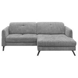 Ecksofa SET ONE BY Musterring "SO 4400 V" Sofas Gr. B/H/T: 259cm x 84cm x 167cm, Chenille JOY, Recamiere rechts, mit Armteilverstellung-ohne Kopfteilverstellung-ohne Sitting-Bett motorisch, grau (steel) wahlweise mit motorischer Bettfunktion & Kopfverstellung, Fuß schwarz