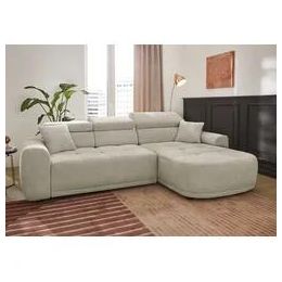 Jockenhöfer Wohnlandschaft JOCKENHÖFER GRUPPE "Lesmo U-Form, mit elektromotorischer Sitztiefenverstellung (25 cm)" Sofas Gr. B/T: 280cm x 100cm, Struktur, Ottomane beidseitig montierbar, braun (braun, beige) USB-A und -C Lademöglichkeit, linksrechts montierbar