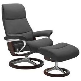 Relaxsessel stressless "View" Sessel Gr. ROHLEDER Stoff Q2 FARON, Cross Base Braun, Relaxfunktion-Drehfunktion-PlusTMSystem-Gleitsystem-BalanceAdaptTM, B/H/T: 78cm x 108cm x 78cm, grau (dunkelgrau q2 faron) mit Signature Base, Größe S,Gestell Braun