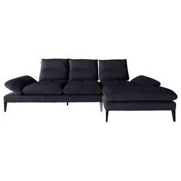 Ecksofa NICOLETTI HOME "Monnalisa" Sofas Gr. B/H/T: 287cm x 97cm x 167cm, Microfaser, Recamiere rechts, blau (blu) Breite 287 cm, mit Sitztiefeverstellung und verstellbarer Armlehne