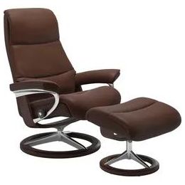 Relaxsessel stressless "View" Sessel Gr. Leder BATICK, Cross Base Braun, Relaxfunktion-Drehfunktion-PlusTMSystem-Gleitsystem-BalanceAdaptTM, B/H/T: 78cm x 108cm x 78cm, braun (malt batick) mit Signature Base, Größe S,Gestell Braun