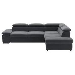 Sit & More Ecksofa SIT & MORE "Alcudia L-Form" Sofas Gr. B/H/T: 272cm x 73cm x 226cm, Soft clean, Ottomane rechts, mit Kopfteilverstellung-mit Armteilverstellung-mit Bettfunktion, grau (dunkelgrau) wahlweise mit Bettfunktion