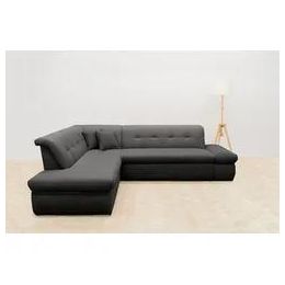 Ecksofa DOMO collection "Moric L-Form", grau, B:273cm H:80cm T:216cm, 100% Polyester, Sofas, wahlweise mit Bettfunktion und Armlehnenverstellung, auch in Cord