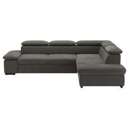 Sit & More Ecksofa SIT & MORE "Alcudia L-Form", grau (fango), B:272cm H:73cm T:226cm, 100% Polyester, Sofas, mit Armteilverstellung, optional Kopfteilverstellung und Bettfunktion