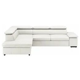 Sit & More Ecksofa SIT & MORE "Alcudia L-Form" Sofas Gr. B/H/T: 272cm x 73cm x 226cm, NaturLEDER, Ottomane links, mit Kopfteilverstellung-mit Armteilverstellung-ohne Bettfunktion-Rücken echt Leder, weiß (reinweiss) wahlweise mit Bettfunktion