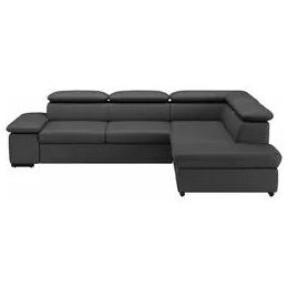 Sit & More Ecksofa SIT & MORE "Alcudia L-Form" Sofas Gr. B/H/T: 272cm x 73cm x 226cm, Material, Ottomane rechts, mit Kopfteilverstellung-mit Armteilverstellung-ohne Bettfunktion-Rücken Spannstoff, schwarz wahlweise mit Bettfunktion