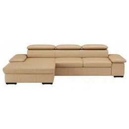 Sit & More Ecksofa SIT & MORE "Alcudia L-Form" Sofas Gr. B/H/T: 286cm x 73cm x 174cm, NaturLEDER, Recamiere links, mit Kopfteilverstellung-mit Armteilverstellung-ohne Bettfunktion-Rücken echt Leder, braun (cappuccino) wahlweise mit Bettfunktion