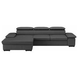 Sit & More Ecksofa SIT & MORE "Alcudia L-Form" Sofas Gr. B/H/T: 286cm x 73cm x 174cm, NaturLEDER, Recamiere links, mit Kopfteilverstellung-mit Armteilverstellung-mit Bettfunktion-Rücken echt Leder, schwarz wahlweise mit Bettfunktion