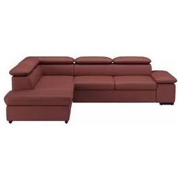 Sit & More Ecksofa SIT & MORE "Alcudia L-Form" Sofas Gr. B/H/T: 272cm x 73cm x 226cm, Material, Ottomane links, mit Kopfteilverstellung-mit Armteilverstellung-mit Bettfunktion-Rücken Spannstoff, rot (merlot) wahlweise mit Bettfunktion