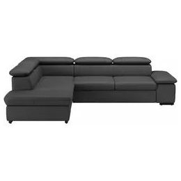 Sit & More Ecksofa SIT & MORE "Alcudia L-Form" Sofas Gr. B/H/T: 272cm x 73cm x 226cm, Material, Ottomane links, mit Kopfteilverstellung-mit Armteilverstellung-mit Bettfunktion-Rücken Spannstoff, schwarz wahlweise mit Bettfunktion