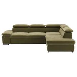 Sit & More Ecksofa SIT & MORE "Alcudia L-Form" Sofas Gr. B/H/T: 272cm x 73cm x 226cm, Soft clean, Ottomane rechts, mit Kopfteilverstellung-mit Armteilverstellung-mit Bettfunktion, grün (olive) wahlweise mit Bettfunktion