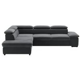 Sit & More Ecksofa SIT & MORE "Alcudia L-Form" Sofas Gr. B/H/T: 272cm x 73cm x 226cm, Soft clean, Ottomane links, mit Kopfteilverstellung-mit Armteilverstellung-ohne Bettfunktion, grau (dunkelgrau) wahlweise mit Bettfunktion