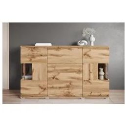 Sideboard Inosign "Kenia" Sideboards Gr. B/H/T: 150 cm x 88,9 cm x 39,5 cm, braun (eichefarbe votan) Sideboard mit 3 Schubladen, 6 Fächern, Glastüren, Breite 150 cm