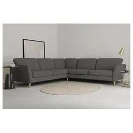 Ecksofa Home Affaire "MARSEILLE 278/278 cm, L-Form" Sofas Gr. B/H/T: 278cm x 88cm x 278cm, Flachgewebe, gleichschenklig, grau (dark grey) gleichschenklig, aus Eiche-Massivholz Beinen, verschiedene Bezüge