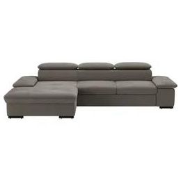 Sit & More Ecksofa SIT & MORE "Alcudia L-Form", braun (schlamm), B:286cm H:73cm T:174cm, 100% Polyester, Sofas, wahlweise mit Bettfunktion