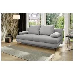 Jockenhöfer Schlafsofa JOCKENHÖFER GRUPPE "Per, mit Gästebettfunktion, inklusive 4 Kissen" Sofas Gr. B/T: 202cm x 99cm, Feinstruktur, grau (hellgrau) Wellenschaumpolsterung und großzügigem StauraumBettkasten