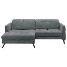 Ecksofa SET ONE BY Musterring "SO 4400 V" Sofas Gr. B/H/T: 259cm x 84cm x 167cm, Chenille JOY, Recamiere links, mit Armteilverstellung-ohne Kopfteilverstellung-ohne Sitting-Bett motorisch, grau (graphite) wahlweise mit motorischer Bettfunktion & Kopfverstellung, Fuß schwarz