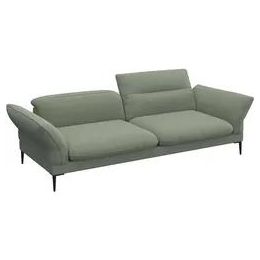 3-Sitzer FLEXLUX "Salino, Funktionssofa, Relaxsofa" Sofas Gr. B/H/T: 248cm x 88cm x 105cm, Chenille-Struktur, grün (olive) Sofa mit Arm- und Kopfteil-Verstellungen, Kaltschaum & Stahl-Wellen