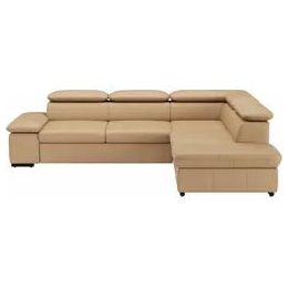 Sit & More Ecksofa SIT & MORE "Alcudia L-Form" Sofas Gr. B/H/T: 272cm x 73cm x 226cm, NaturLEDER, Ottomane rechts, mit Kopfteilverstellung-mit Armteilverstellung-mit Bettfunktion-Rücken echt Leder, braun (cappuccino) wahlweise mit Bettfunktion