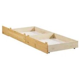 Bettschubkasten Home Affaire "Luven" Schubladen Gr. B/H/T: 18cm x 20cm x 65cm, beige (natur) aus massiver Kiefer, 2 Stück, passen perfekt unter das Bett Luven