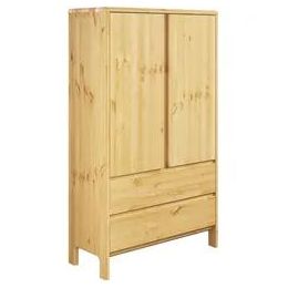 Wäscheschrank Home Affaire "Luven" Schränke Gr. B/H/T: 98cm x 137cm x 34cm, 2 St., beige (natur) aus massiver Kiefer, Höhe 137 cm, mit 2 Schubladen und Türen