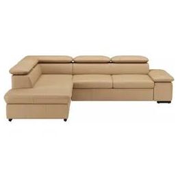 Sit & More Ecksofa SIT & MORE "Alcudia L-Form" Sofas Gr. B/H/T: 272cm x 73cm x 226cm, NaturLEDER, Ottomane links, mit Kopfteilverstellung-mit Armteilverstellung-ohne Bettfunktion-Rücken echt Leder, braun (cappuccino) wahlweise mit Bettfunktion