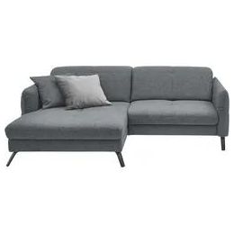 Ecksofa SET ONE BY Musterring "SO 4400 V" Sofas Gr. B/H/T: 259cm x 84cm x 167cm, Struktur weich AMSTERDAM, Recamiere links, mit Armteilverstellung-ohne Kopfteilverstellung-ohne Sitting-Bett motorisch, grau (anthrazit) wahlweise mit motorischer Bettfunktion & Kopfverstellung, Fuß schwarz