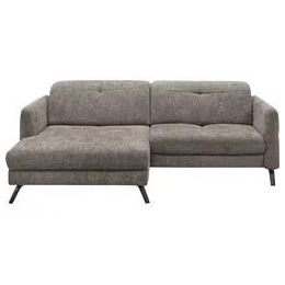 Ecksofa SET ONE BY Musterring "SO 4400 V" Sofas Gr. B/H/T: 259cm x 84cm x 167cm, Chenille JOY, Recamiere links, mit Armteilverstellung-ohne Kopfteilverstellung-ohne Sitting-Bett motorisch, braun (schlamm) wahlweise mit motorischer Bettfunktion & Kopfverstellung, Fuß schwarz