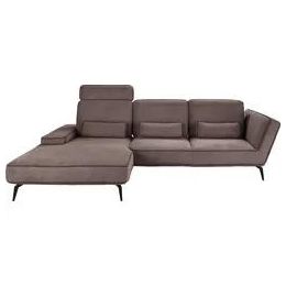 Ecksofa SET ONE BY Musterring "SO 4500, Füße schwarz matt, inkl Schwenkrückenfunktion, Cord, L-Form" Sofas Gr. B/H/T: 304cm x 90cm x 190cm, Feincord RABBIT, Recamiere links, mit Schwenkrückenfunktion-mit Armteilverstellung-mit Rückenneigung-mit Kopfstütze-mit Nierenkissen, grau (taupe) wahlweise mit KopfstützeArmteilverstellungRückenneigung