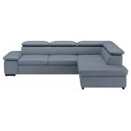 Sit & More Ecksofa SIT & MORE "Alcudia L-Form" Sofas Gr. B/H/T: 272cm x 73cm x 226cm, NaturLEDER, Ottomane rechts, mit Kopfteilverstellung-mit Armteilverstellung-ohne Bettfunktion-Rücken echt Leder, bunt (greyblue) wahlweise mit Bettfunktion