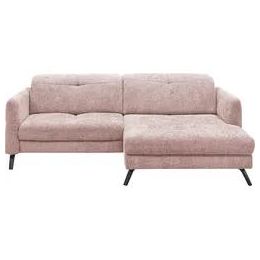 Ecksofa SET ONE BY Musterring "SO 4400 V" Sofas Gr. B/H/T: 259cm x 84cm x 167cm, Chenille JOY, Recamiere rechts, mit Armteilverstellung-ohne Kopfteilverstellung-ohne Sitting-Bett motorisch, rosa (altrosa) wahlweise mit motorischer Bettfunktion & Kopfverstellung, Fuß schwarz