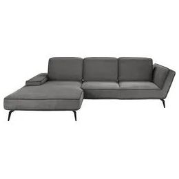 Ecksofa SET ONE BY Musterring "SO 4500, Füße schwarz matt, inkl Schwenkrückenfunktion, Cord, L-Form" Sofas Gr. B/H/T: 304cm x 90cm x 190cm, Feincord RABBIT, Recamiere links, mit Schwenkrückenfunktion-mit Armteilverstellung-mit Rückenneigung-ohne Kopfstütze-mit Nierenkissen, grau (anthrazit) wahlweise mit KopfstützeArmteilverstellungRückenneigung