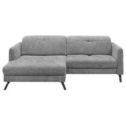 Ecksofa SET ONE BY Musterring "SO 4400 V" Sofas Gr. B/H/T: 259cm x 84cm x 167cm, Chenille JOY, Recamiere links, mit Armteilverstellung-ohne Kopfteilverstellung-ohne Sitting-Bett motorisch, grau (steel) wahlweise mit motorischer Bettfunktion & Kopfverstellung, Fuß schwarz