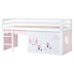 Hochbett Hoppekids "ECO Dream, Kinderbett, Spielbett, Halbhohes Bett aus Massivholz" Hochbetten Gr. nicht umbaubar, Liegefläche B/L: 90 cm x 200 cm, ohne Matratze, rosa (weiß, rosa, eule) Baby Kinderbett Hochbett inkl. Vorhang-Set Creator, Bettgröße & Matratze wählbar