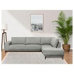 Ecksofa Places of Style "Casina" Sofas Gr. B/H/T: 289cm x 85cm x 210cm, Chenille, Ottomane rechts, grau (dolphin) mit abgerundeter Ottomane, in einem weichen Chenille-Stoff