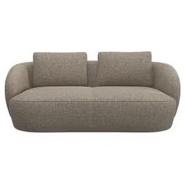 2,5-Sitzer FLEXLUX "Torino, rund, Couch, Loveseat" Sofas Gr. B/H/T: 186cm x 85cm x 102cm, Chenille, gelb (honey yellow) Modernes, organisches Sofa-Design, Kaltschaum, Wellenunterfederung