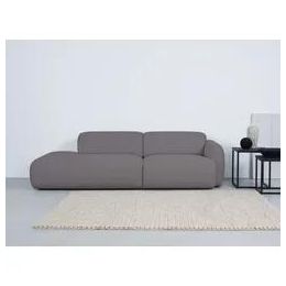 2-Sitzer Andas "Myrland" Sofas Gr. B/H/T: 220cm x 72cm x 99cm, Chenille, Ottomane links, grau (gray) Breite 220 cm, Chenille, Easy Clean Stoff, mit Kaltschaum