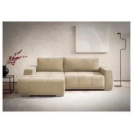 Ecksofa Inosign "Bolero L-Form" Sofas Gr. B/H/T: 241cm x 66cm x 165cm, Chenille-Struktur, Recamiere links, ohne Bettfunktion, beige (nature) mit edler Steppung, wahlweise Schlaffunktion & Bettkasten