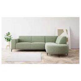 Ecksofa Andas "Vorby" Sofas Gr. B/H/T: 252cm x 80cm x 223cm, Chenille, Ottomane rechts, grün L-Form, Breite 252 cm, weicher Chenille-Stoff, schwarze Metallfüße