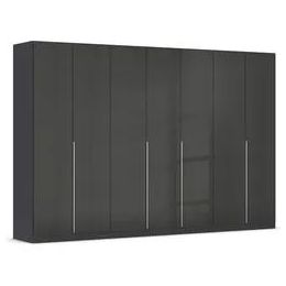 Drehtürenschrank Rauch "Kleiderschrank Schrank Garderobe AGORDO mit Dekor- oder Hochglanzfront" Schränke Gr. B/H/T: 315 cm x 210 cm x 54 cm, 7 St., grau (graumetallic, effektgrau hochglanz) durchdachte Innenausstattung, in 6 Breiten und 2 Höhen MADE IN GERMANY